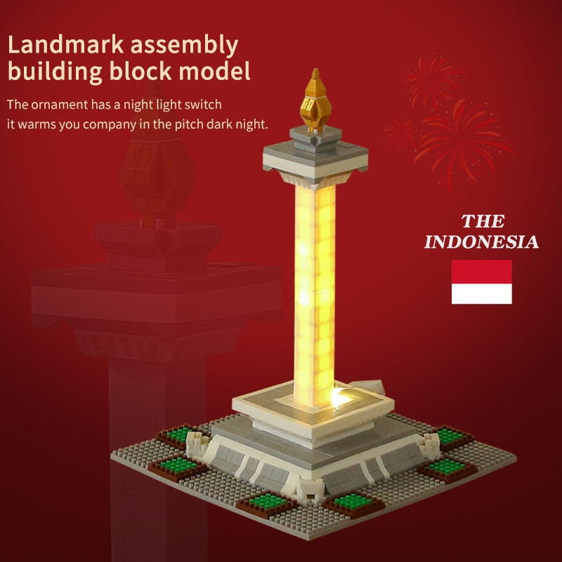 Jual DIY mainan edukasi Mainan Bricks Monumen Nasional Nano Block Indonesia Bricks Bangunan ...