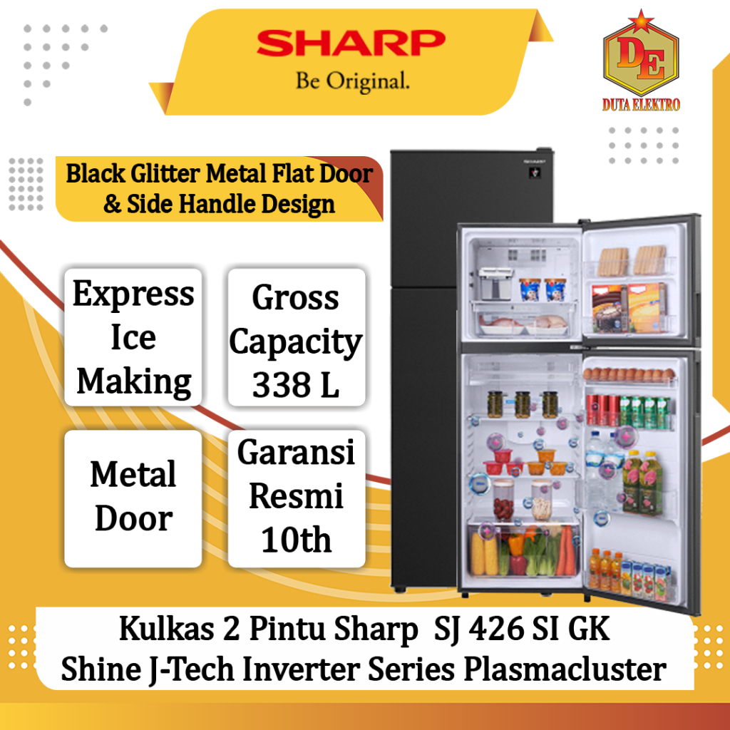 Jual Kulkas 2 Pintu Sharp SJ 426 SI GK Shine J-Tech Inverter Series Plasmacluster | Shopee Indonesia