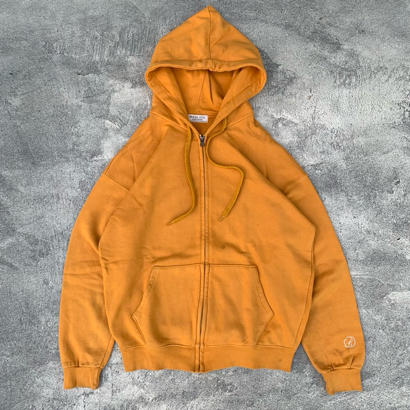 Jual Zip Hoodie Bless You Kr Mustard | Shopee Indonesia