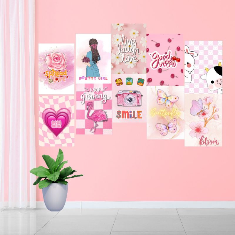 Jual poster dinding pink aesthetic 10 lembar | Shopee Indonesia