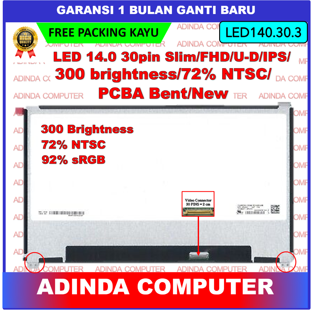 Jual LCD LED Dell Latitude 7480 7490 NV140FHM-N47 14.0 14 Inch 30 Pin 30pin Slim FHD Full HD IPS ...