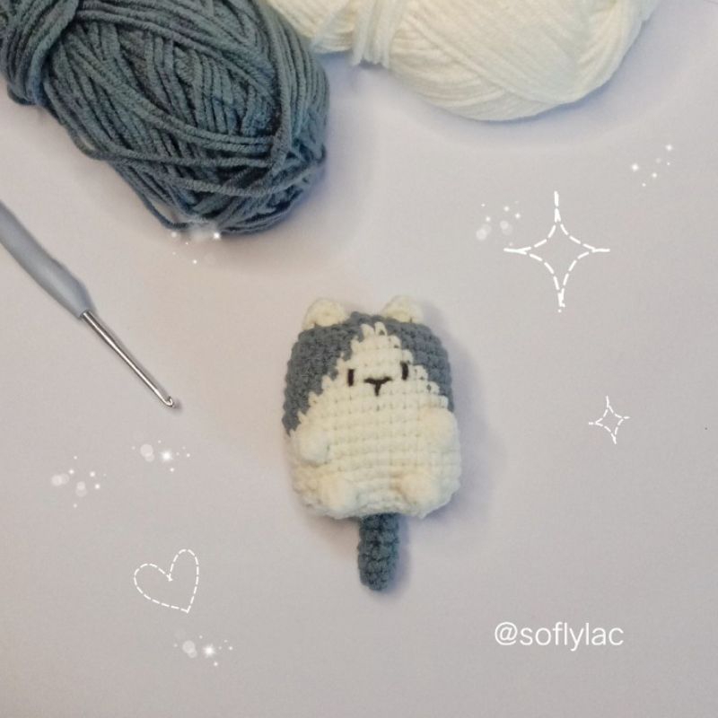 Jual (PRE-ORDER) gantungan kunci rajut flat cat tofu cat gantungan ...