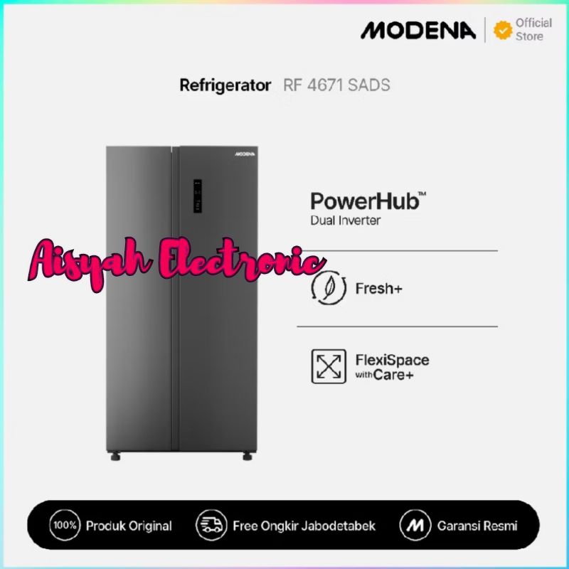 Jual KULKAS SIDE BY SIDE MODENA INVERTER RF-4671SADS GARANSI RESMI ...
