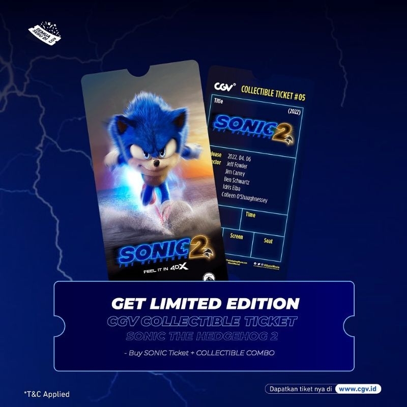 Jual Exclusive Collectible Ticket Sonic The Hedgehog 2 X CGV Cinemas ...