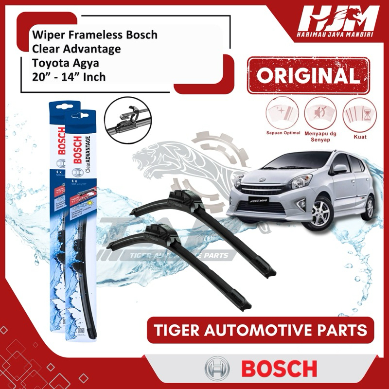 Jual Wiper Blade Frameless Bosch Clear Advantage - Karet Pembersih Kaca Mobil Agya Ayla 20” - 14 ...
