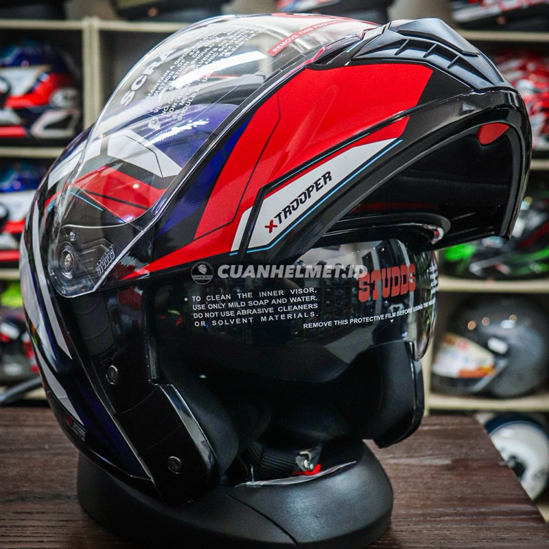 Jual Helm Modular Studds Trooper D2 Black Blue N6 White Original ...