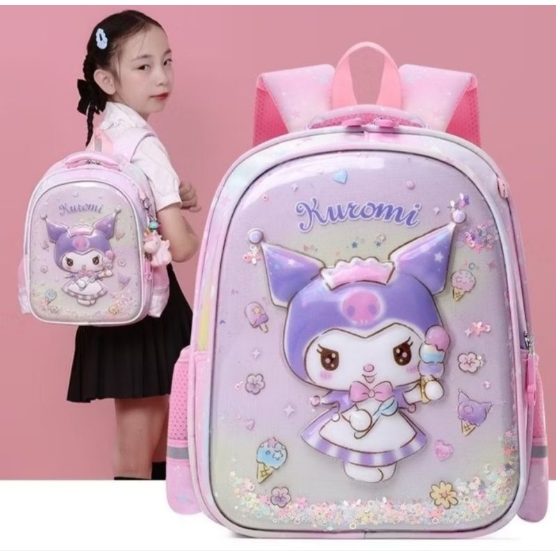Jual Tas Sekolah Ransel Anak Perempuan Kuromi Sanrio PREMIUM Bahan Tebal | Shopee Indonesia