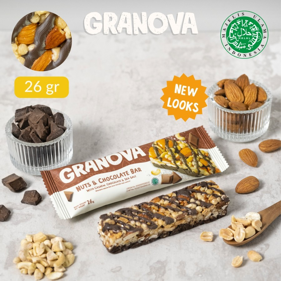 Jual Granova - Snackbar Nuts & Chocolate 26gr (1Pcs) | Shopee Indonesia
