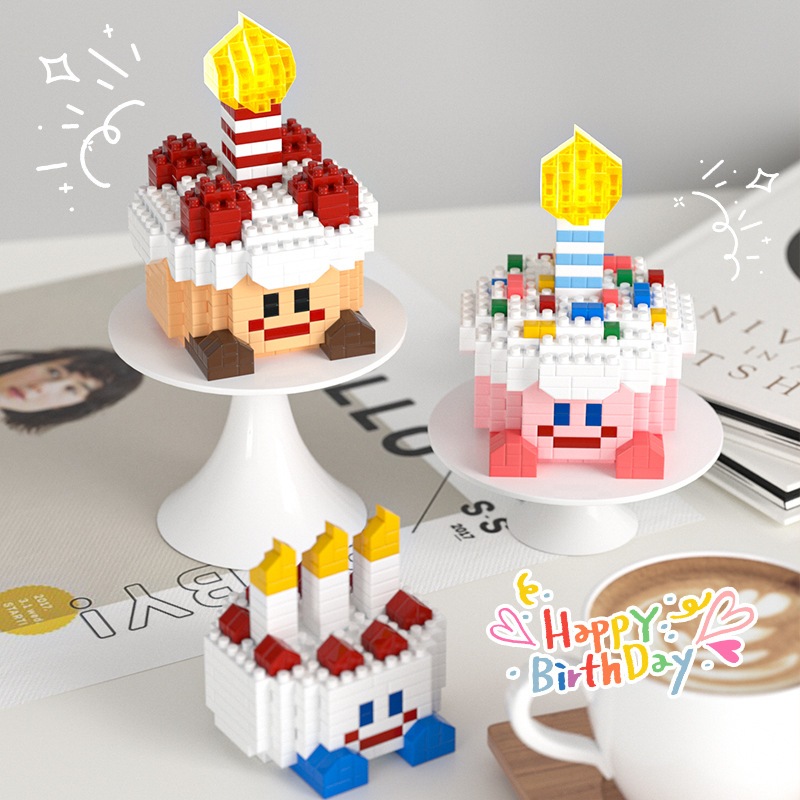 Jual MODEL Birthday Cake + Lampu Asli Nano Block Mini Brick Mainan DIY ...