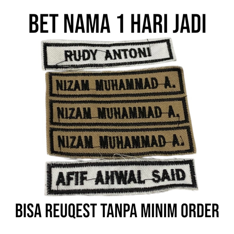 Jual BET NAMA BORDIR CUSTOM 1 HARI JADI | Shopee Indonesia