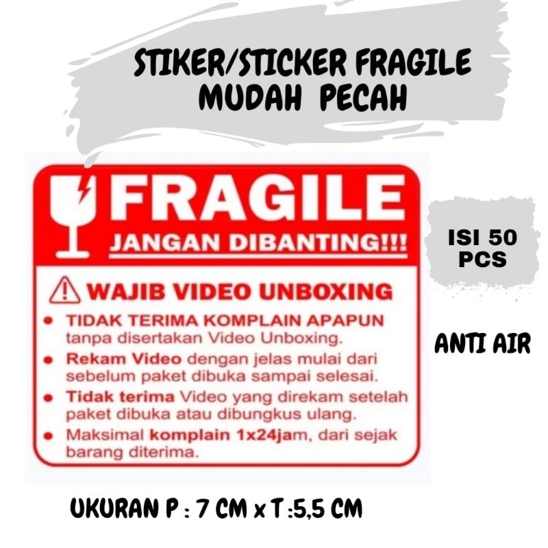 Jual STICKER STIKER LABEL FRAGILE HANDLE WITH CARE JANGAN DIBANTING ...
