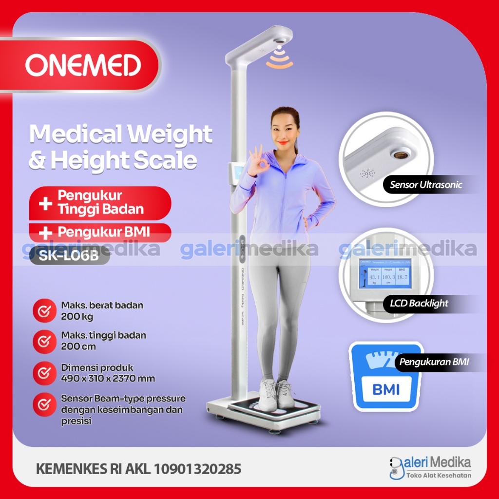 Jual Timbangan Digital Onemed SK-L06B + Tinggi Badan Ultrasonic + Pengukuran BMI | Shopee Indonesia