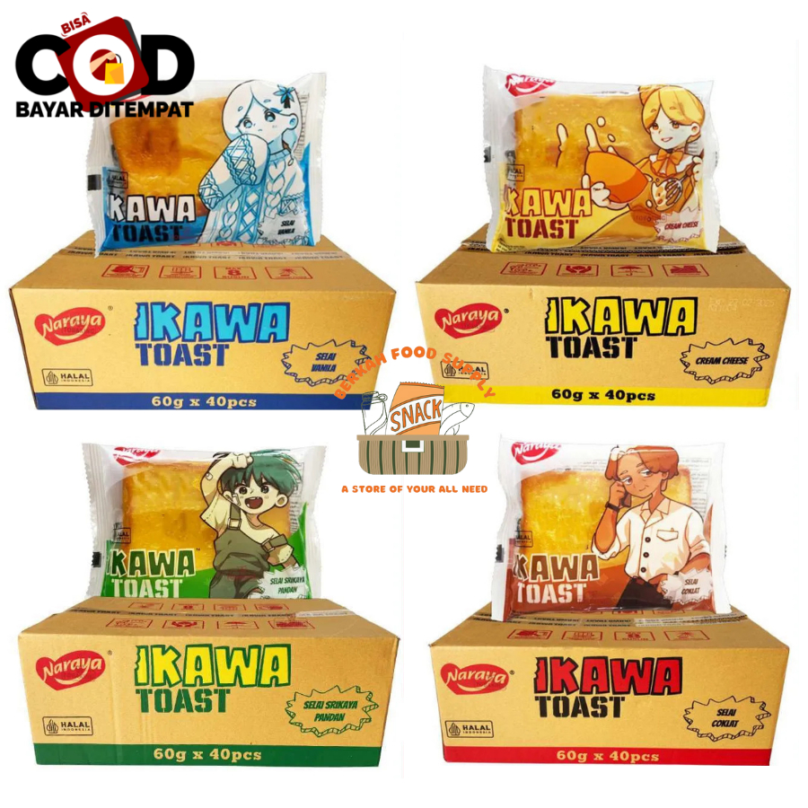 Jual [ BERKAH ] Naraya Ikawa Toast 1 Dus x 60gr Roti Panggang Isi Cream ...