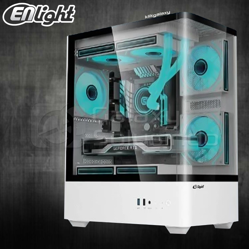 Jual Enlight A3 Tempered Glass M-ATX Gaming Case - White | Shopee Indonesia