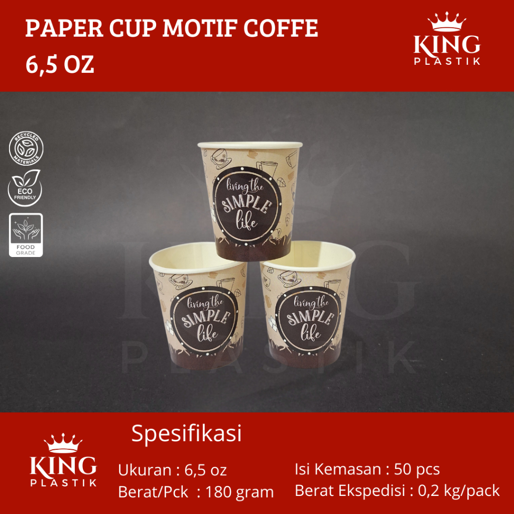 Jual Paper Cup Motif 6.5oz Isi 50pcs / Gelas Kertas Motif Kopi 6.5 oz @50pcs | Shopee Indonesia
