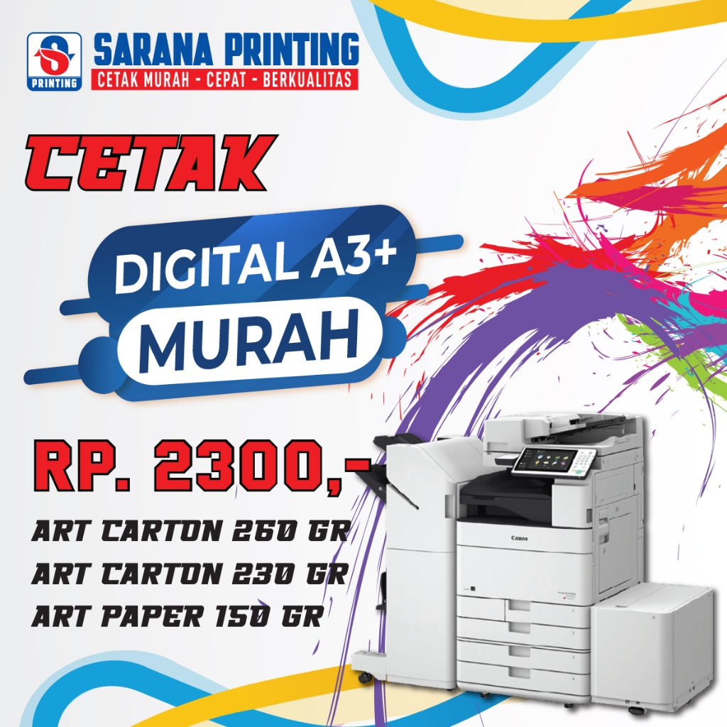 Jual Cetak / Digital Print A3 Plus Kertas Art Carton, Art Paper, HVS ...