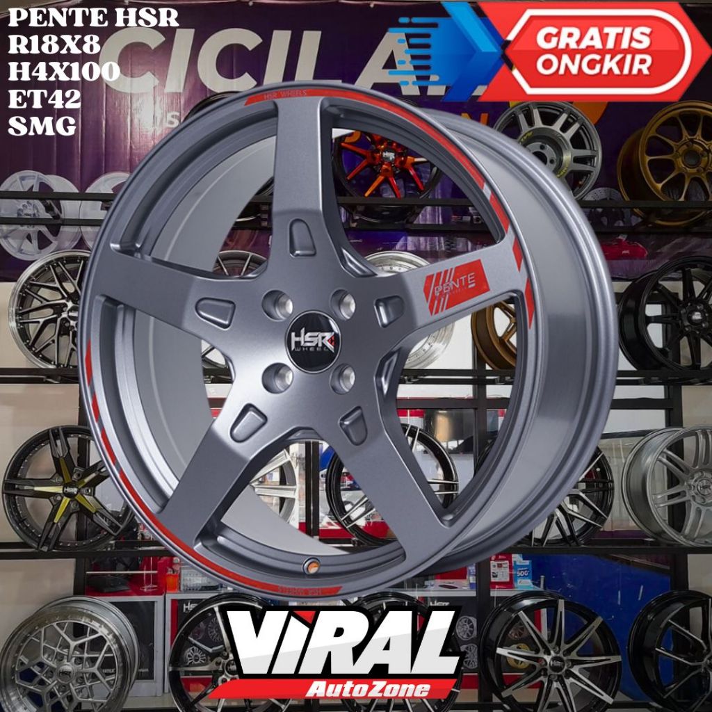 Jual Velg Mobil Ring 18 HSR PENTE R18 LEBAR 8 LOBANG 4 PCD 4X100 ET42 GREY | Shopee Indonesia