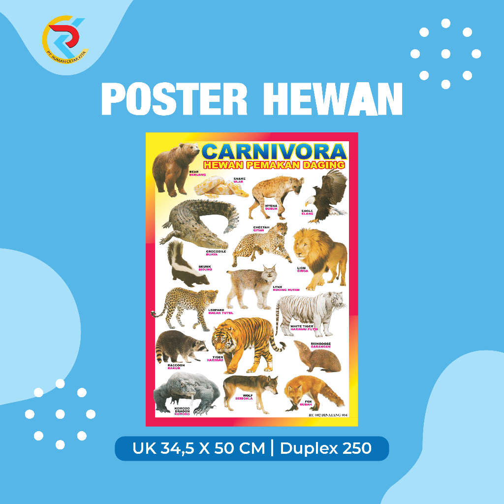 Jual Poster Edukasi Anak Aneka Hewan 4 | Hiasan Dinding Ruangan Kelas ...
