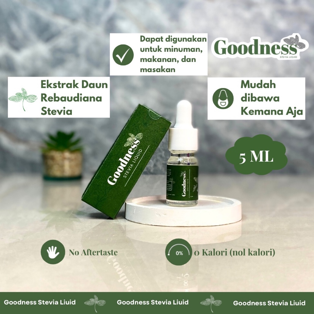 Jual Goodness Stevia 5 ML pengganti gula alami 0 kalori | Stevia Tetes ...