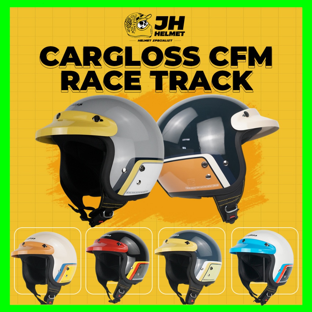 Jual Helm Cargloss Retro Original CFM Motif Race Track | Helm Half Face ...