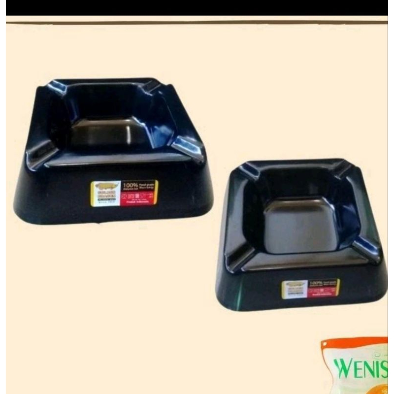 Jual Asbak Hitam Segi Kotak Melamin Tebal Tahan Panas Premium 4 Inch ...