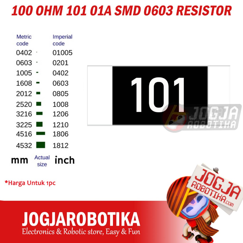 Jual 100 OHM 101 01A SMD 0603 RESISTOR | Shopee Indonesia