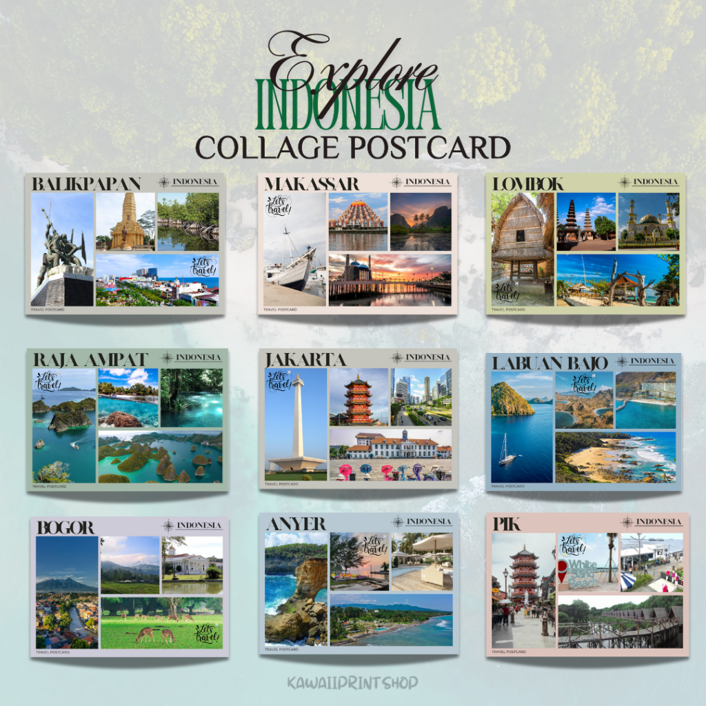 Jual Postcard Wisata Indonesia | Kartu Pos Balikpapan Makassar Lombok ...