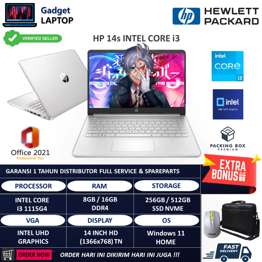 Jual Laptop Baru Hp 14 Intel Core i3 1115G4 Ram 16GB 512GB SSD 14 Inch ...