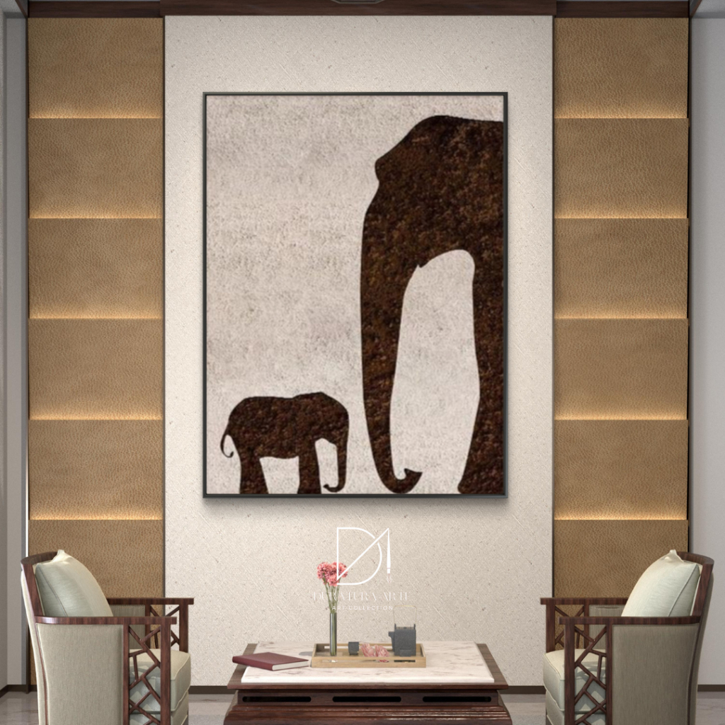 Jual Lukisan Gajah Abstak Simple Elegant Warna Soft - Lukisan Portrait ...