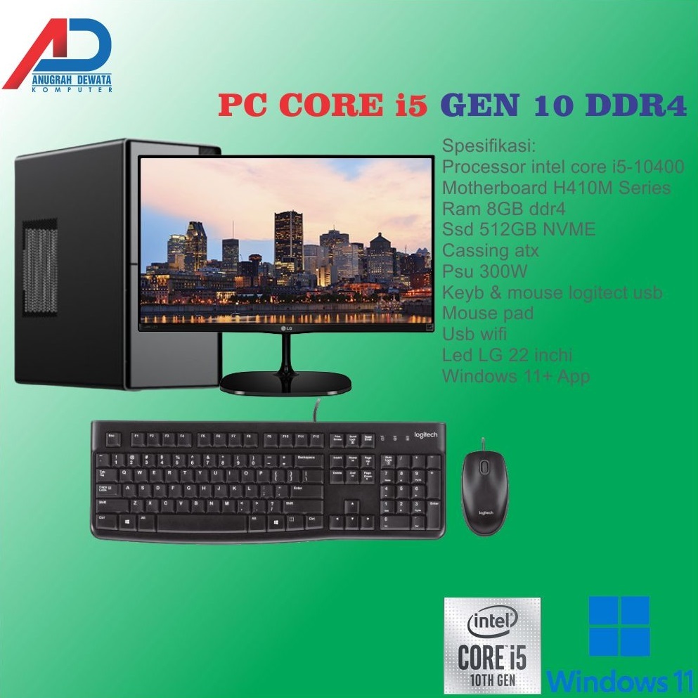 Jual KOMPUTER INTEL CORE i5 GEN 10 RAM 8GB SSD 512GB LED 22 INCHI FULL ...
