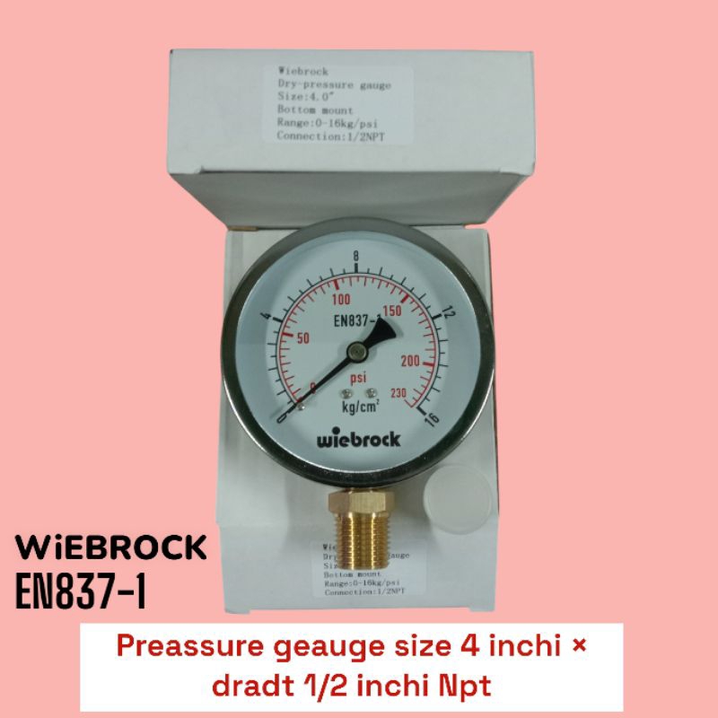 Jual Wiebrock pressure geauge 4 inchi × dradt 1/2 inchi npt | Shopee ...