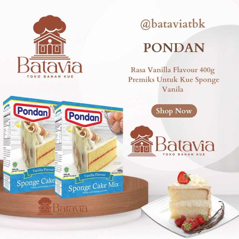 Jual Pondan Sponge Cake Rasa Vanilla Flavour 400g | Premiks Untuk Kue ...