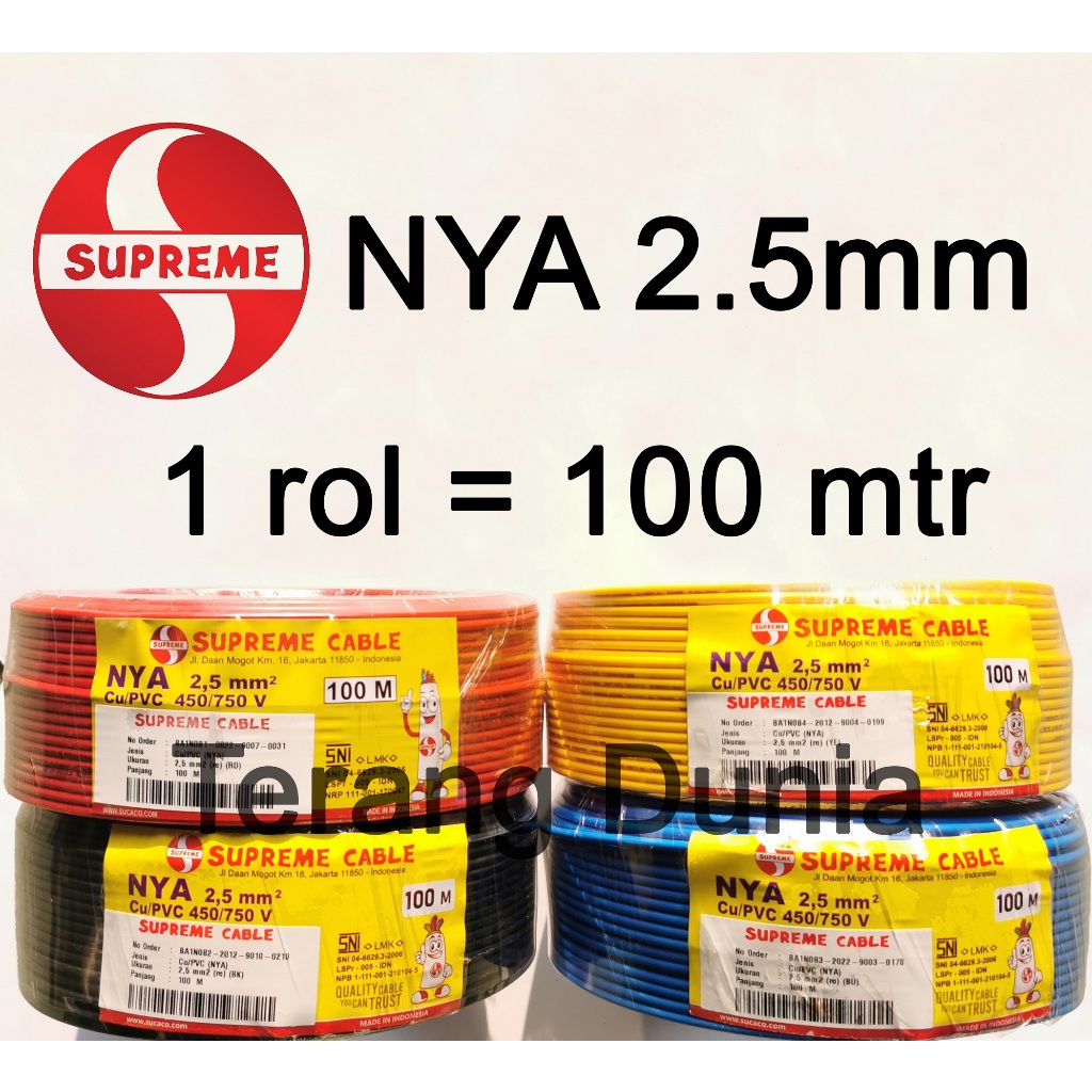 Jual Kabel NYA 2.5mm 100meter Supreme NYA 1x2.5mm 100meter Kabel ...