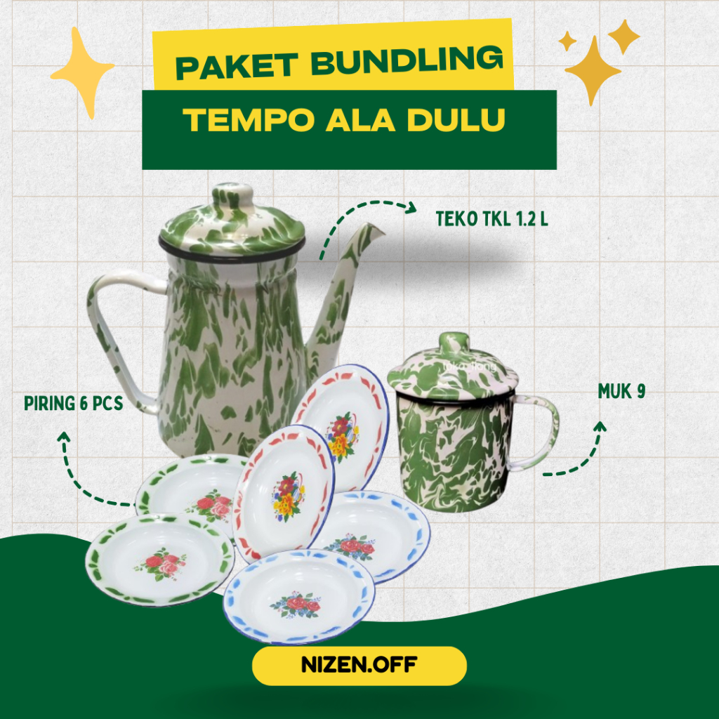 Jual PAKET HEMAT BUNDLING TEKO JADUL MUG BLIRIK ENAMEL PIRING SENG ...