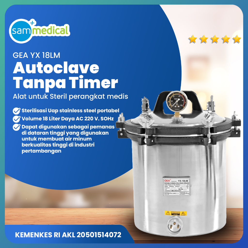 Jual GEA Autoclave ( NON TIMER ) - 18 L / Alat Sterilisator Medis ...