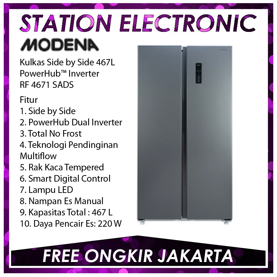 Jual MODENA RF 4671 SADS KULKAS 2 PINTU SIDE BY SIDE INVERTER 467L ...