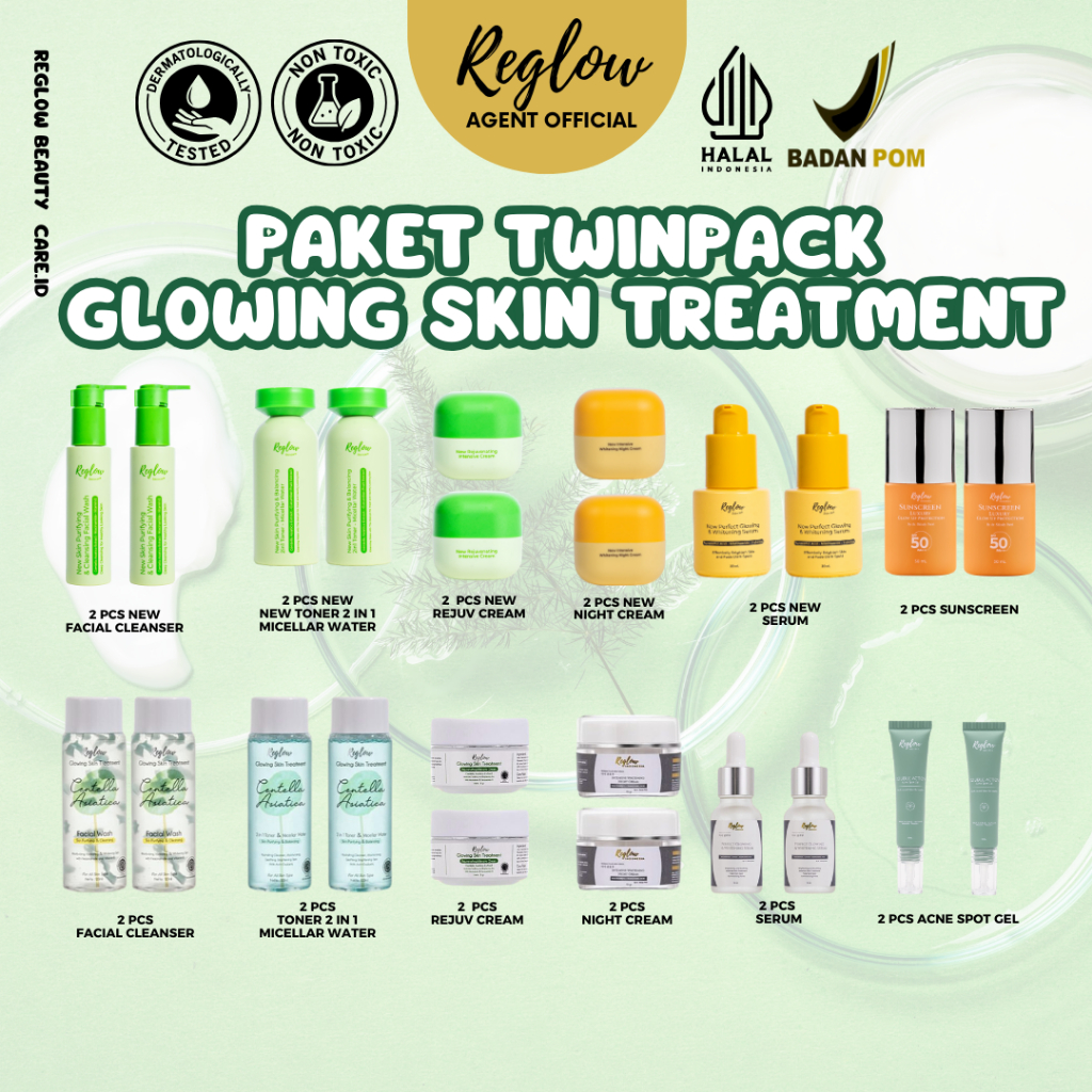 Jual REGLOW Paket Twinpack Glowing Skin Treatment 2 in 1 Facial Wash 90 ...
