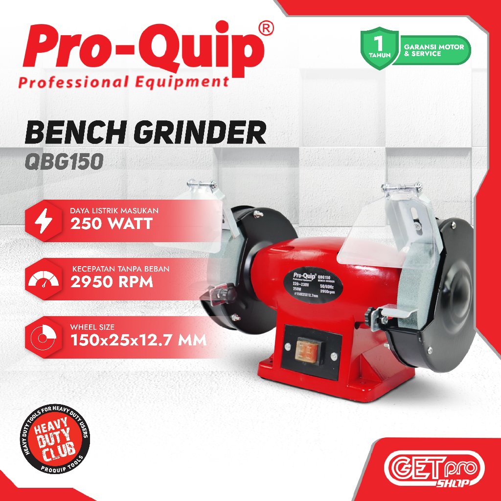 Jual PRO-QUIP Bench Grinder / Gerinda Duduk Sudah Terpasang Batu Poles ...