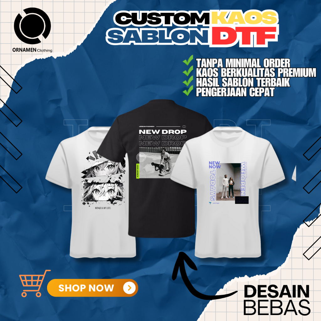 Jual CUSTOM KAOS SABLON DTF SATUAN MURAH BAGUS BERKUALITAS DESAIN BEBAS ...
