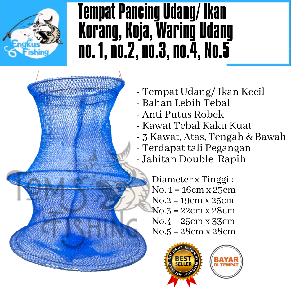 Jual Korang Koja Waring Udang Pancing Tempat Ikan Biru (Kecil-Besar) 3 ...