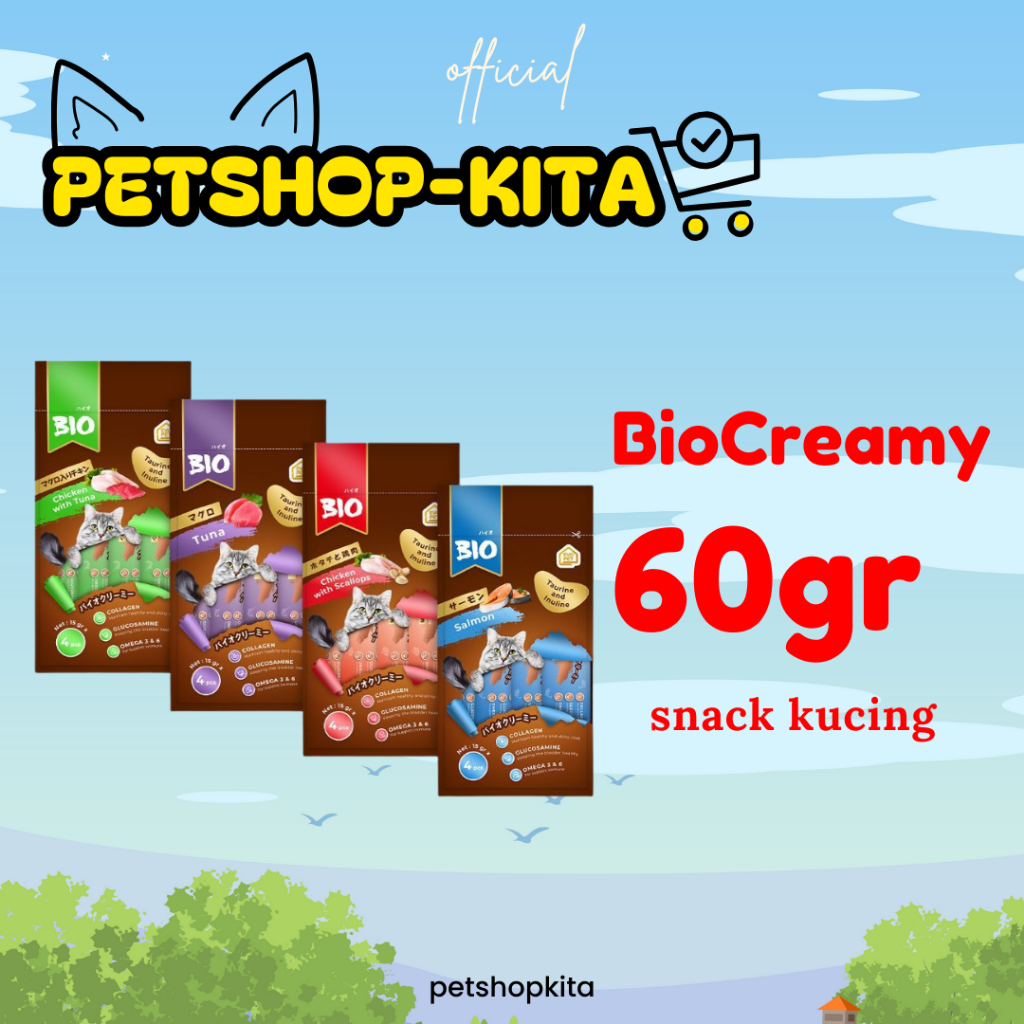 Jual Bio Creamy Treats Snack Kucing 4x15gr snack kucing bio creamy ...