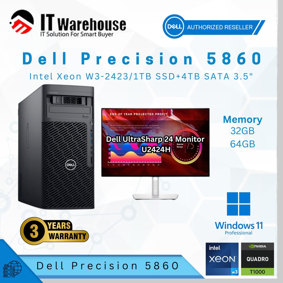 Jual PC Workstation Dell Precision 5860 Intel Xeon W3-2423/NVIDIA T1000 ...