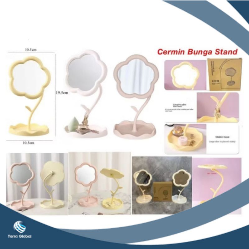 Jual Cermin Aesthetic Stand Mirror Cermin Bunga Stand Kaca Meja Rias ...