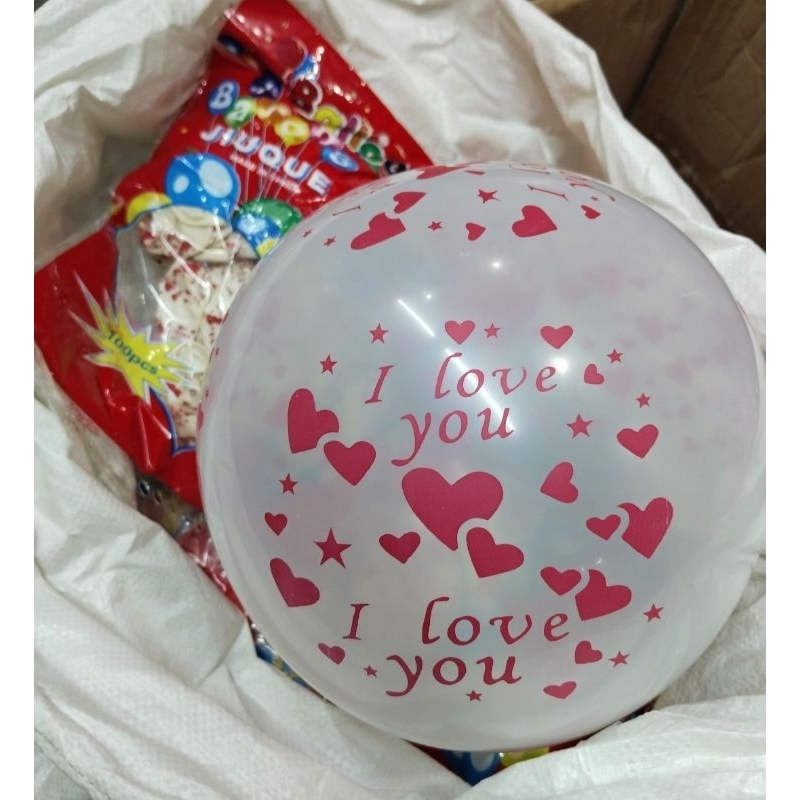 Jual ( 100 Pcs ) Balon i love you Warna PUTIH Balon LOVE PUTIH isi 100 ...