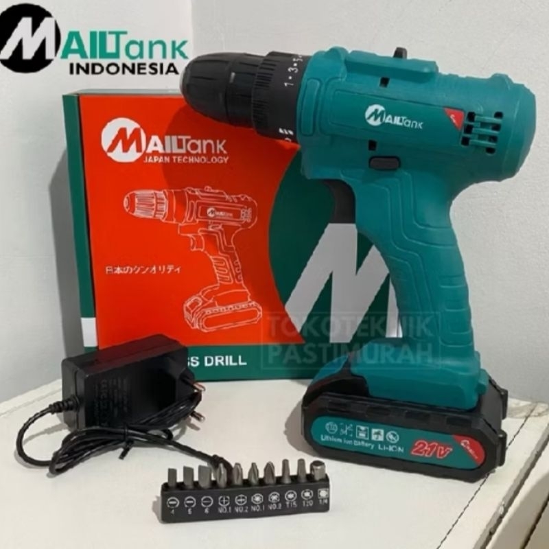 Jual mesin bor mailtank SH 201 cordless baterai 21volt mesin bor ...