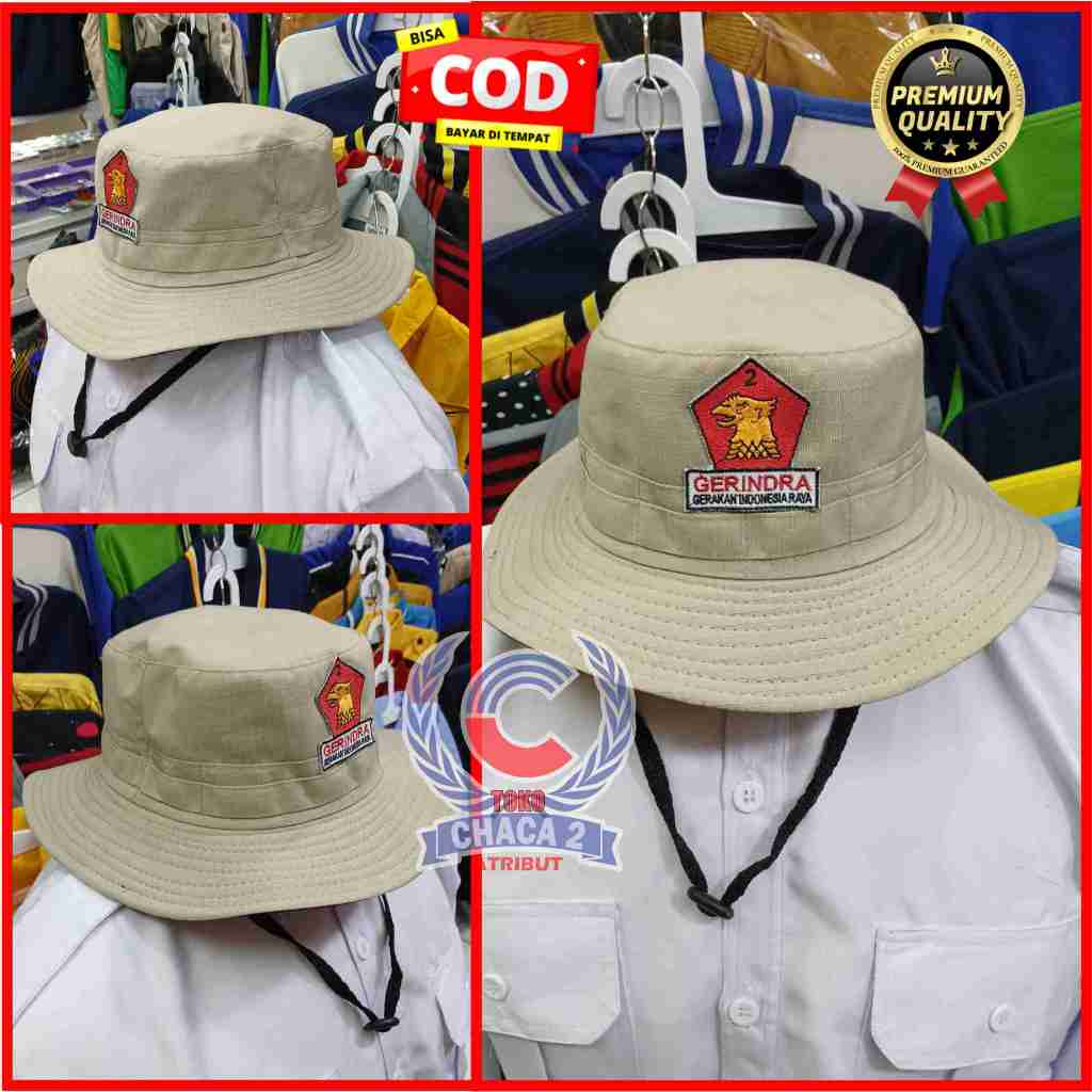 Jual topi rimba partai gerindra warna krem/topi lapangan gerindra/topi ...