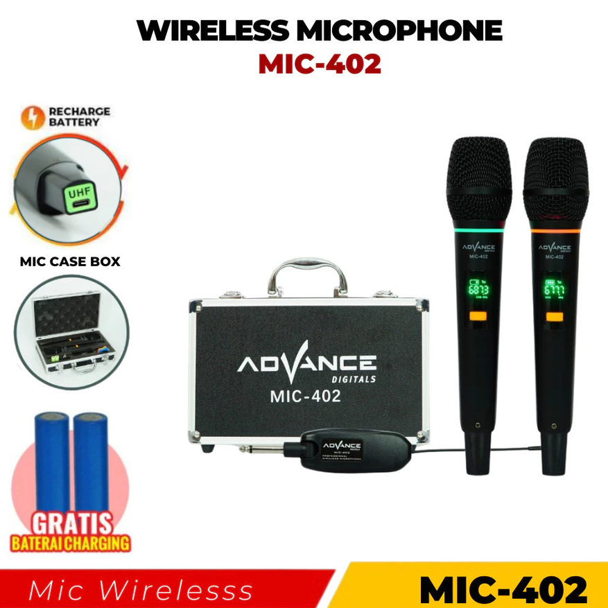 Jual Advance MIC402 Double Mic Bluetooth Karaoke Wireless Microphone ...