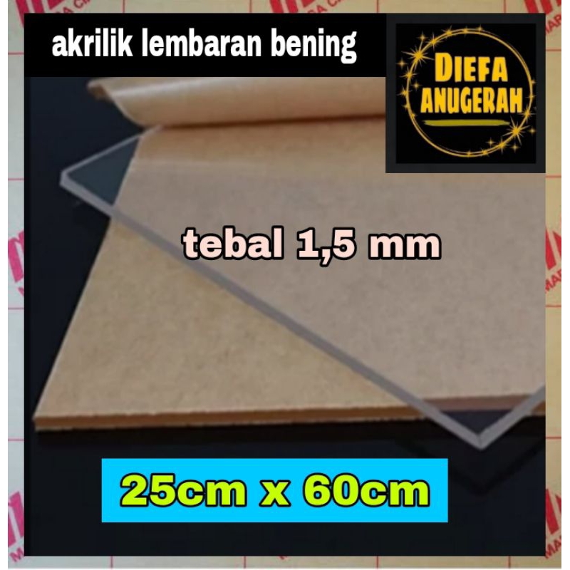 Jual Akrilik bening 1,5mm ukuran 25x60/Acrylic sheet/Akrilik lembaran/Mika bening | Shopee Indonesia