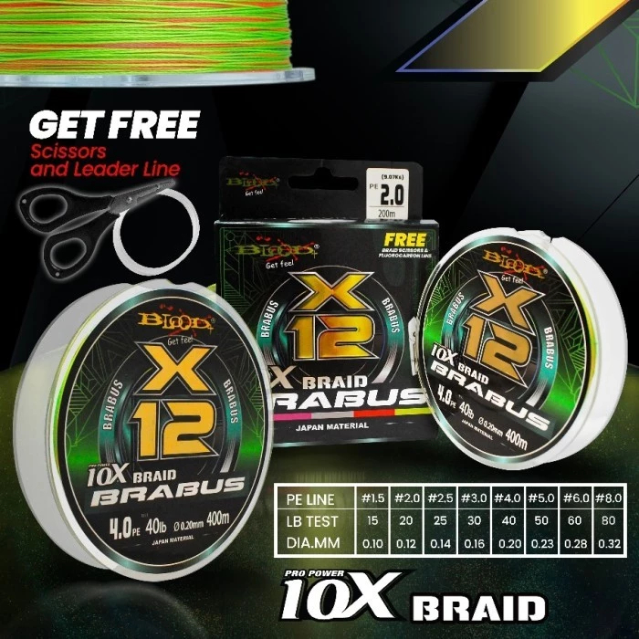 Jual SENAR PE BLOOD BRABUS X12 UKURAN 200-400 METER MULTI COLOUR ...