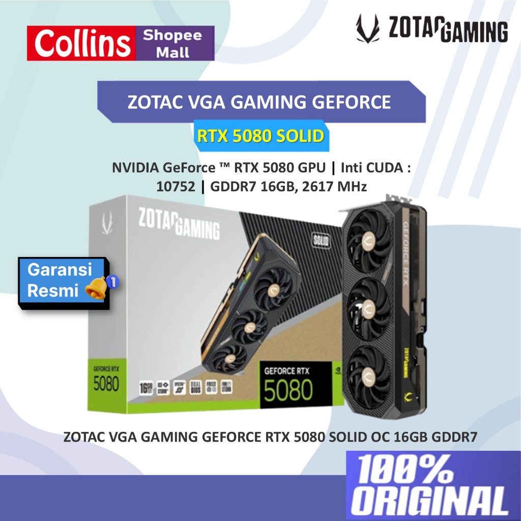 Jual ZOTAC GAMING GeFroce RTX™ 5080 SOLID | Shopee Indonesia